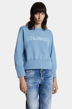 Dsquared2 White Fade Dean Fit Handwritten Logo Sweatshirt
