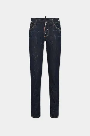 Dsquared2 Dark Crinkle Wash Medium Waist Jennifer Jeans - Blue