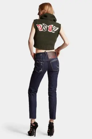 Dsquared2 Dark Crinkle Wash Medium Waist Jennifer Jeans
