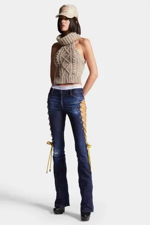 Dsquared2 Stretch Denim Hiking Trumpet Jeans