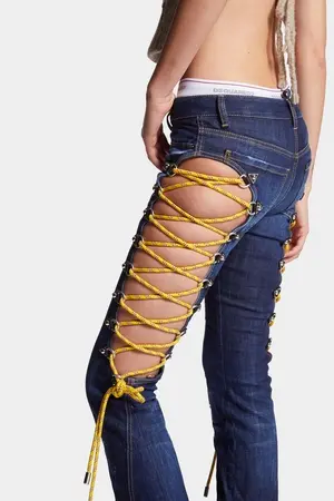 Dsquared2 Stretch Denim Hiking Trumpet Jeans