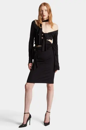 Dsquared2 Stretch Worsted Wool Pencil Skirt