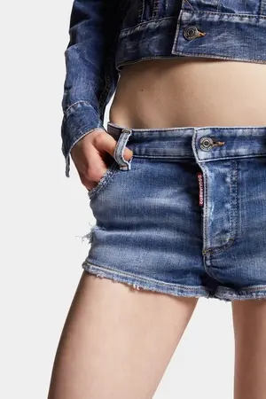 Dsquared2 Chain Medium Wash Denim Hot-pant