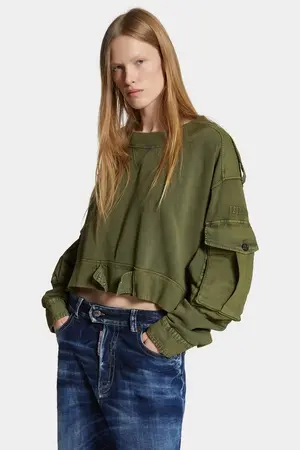 Dsquared2 Fade Dyed Multipocket Crewneck Sweatshirt