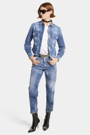 Dsquared2 Allover Crystal Wash Boston Jeans