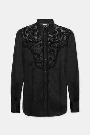 Dsquared2 Fashion Embroidered Western Shirt - Black