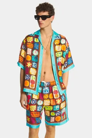 Dsquared2 Summer Lovers Drop Shoulder Printed Bowling Shirt