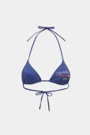 Dsquared2 Summer Lovers Triangle Bikini Top - Blue