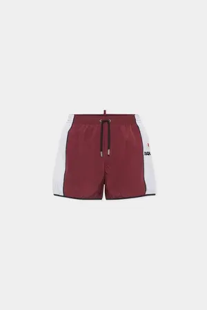 Dsquared2 Boxeur Maple Leaf Midi Swim Boxer - Bordeaux