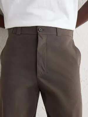 THE ROW Ottis Straight-leg Brushed Cotton-twill Trousers