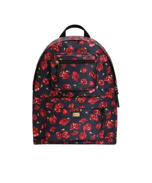 Dolce & Gabbana Poppy-print Nylon Backpack - Black