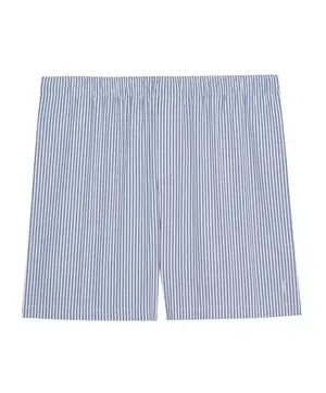 Saint Laurent Striped Cotton Poplin Shorts - Blue