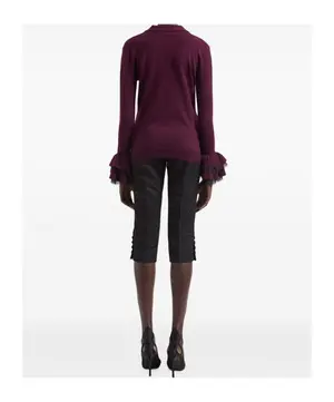 Nina Ricci Knitted Top With A Tie-neck And Flared Sleeves