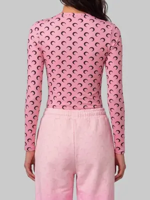 MARINE SERRE Crew Neck Moon Print Long Sleeve Top