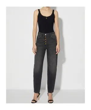 Elisabetta Franchi Button-up Faded-effect Jeans