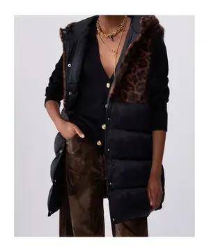 Liu Jo Leopard-print Panel Quilted Gilet