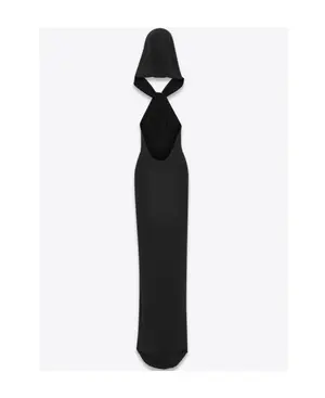 Saint Laurent Open-back Hooded Long Dress