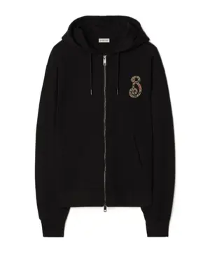 Burberry Check B Motif Cotton Zip Hoodie - Black