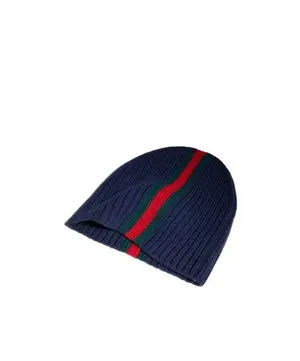 Gucci Web-stripe Ribbed-knit Beanie Hat