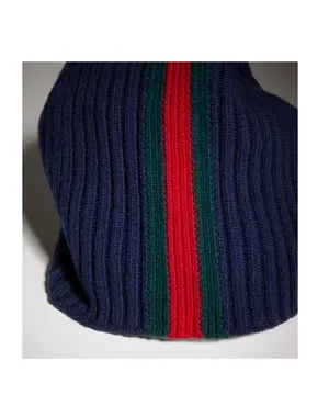Gucci Web-stripe Ribbed-knit Beanie Hat