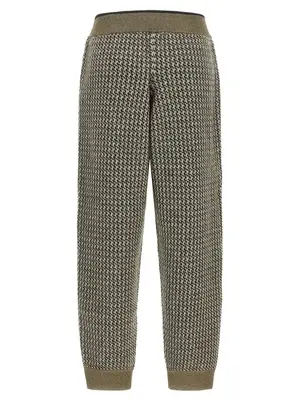 Brunello Cucinelli Mohair, Virgin Wool And Cashmere Sparklin Ghoundstooth Knit Track Trousers