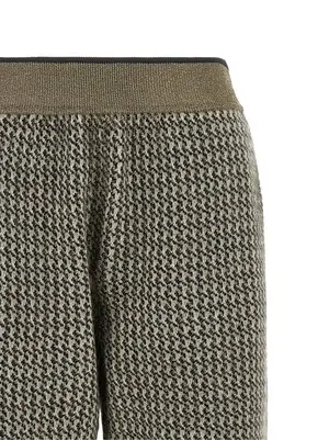 Brunello Cucinelli Mohair, Virgin Wool And Cashmere Sparklin Ghoundstooth Knit Track Trousers