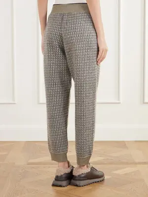 Brunello Cucinelli Mohair, Virgin Wool And Cashmere Sparklin Ghoundstooth Knit Track Trousers
