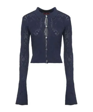 DONDUP Lace Cut-out Cropped Cardigan