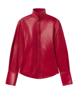 Co Oversized Leather Shirt - Red