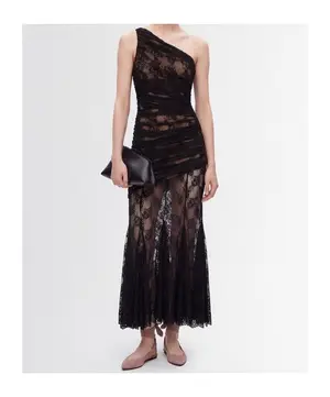 Giuseppe Di Morabito One Shoulder Draped Lace Long Dress