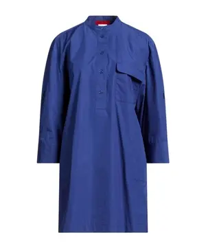 Max & Co. Stand Collar Utility Shirt Dress - Blue