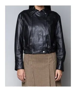 KAOS Long-sleeved Collared Leather Jacket