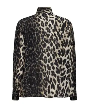 KAOS Animal-print Bow-neck Top