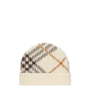 Burberry Check Cashmere Blend Beanie