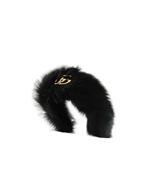 Gucci Fuzzy Hair Band With Double G - Black