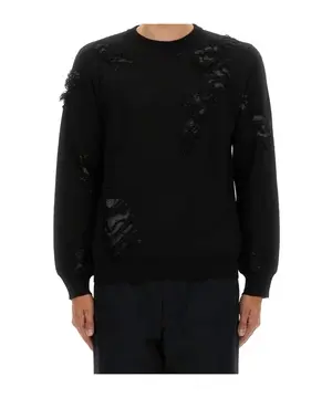 MAISON MARGIELA Distressed Knitted Jumper - Black