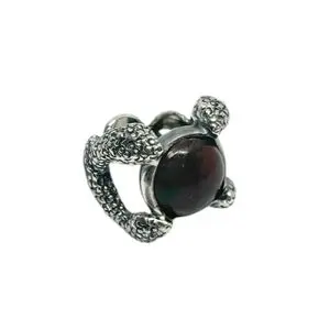 TG-JEWELLERY BY TAMARA GERVASIO Serpentine Snake Ring – Cornish Serpentine Stone In Sterling Silver - Silver/black/red