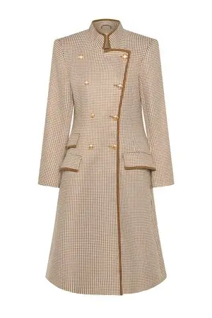 GUINEA Fawn Houndstooth Coat - Brown