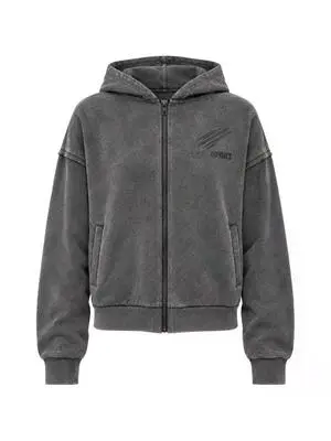 PLEIN SPORT Acid-wash Zip-up Hoodie - Grey