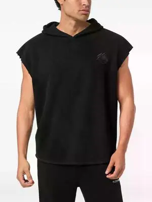 PLEIN SPORT Raw-edge Sleeveless Hoodie