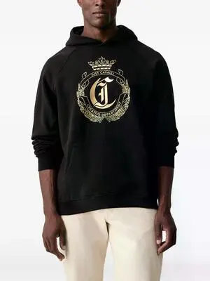 Just Cavalli Logo-print Raglan-sleeve Hoodie - Black