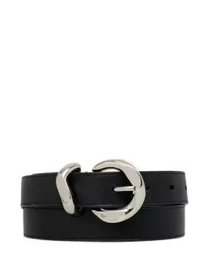 Emporio Armani Leather Tongue Belt With A Polished Metal-buckle - Black