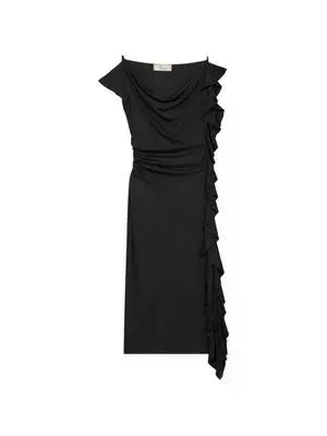 Blumarine Ruffled Side-slit Midi Dress