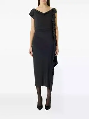 Blumarine Ruffled Side-slit Midi Dress