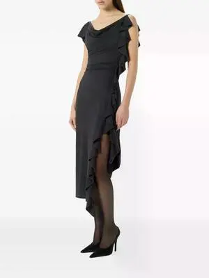 Blumarine Ruffled Side-slit Midi Dress