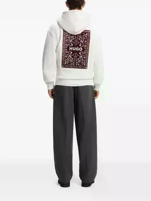 Hugo Graphic-print Cotton Hoodie In A Relaxed Fit - Neutrals