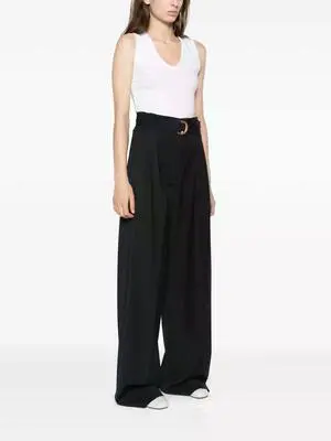 Max Mara High-waisted Woollen Cloth Trousers Navy