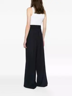 Max Mara High-waisted Woollen Cloth Trousers Navy