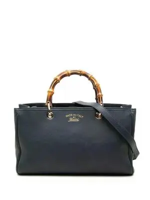 Gucci 2000-2015 Medium Calfskin Bamboo Shopper Satchel - Blue