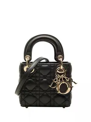 Dior 2020 Micro Lambskin Cannage Lady Satchel - Black